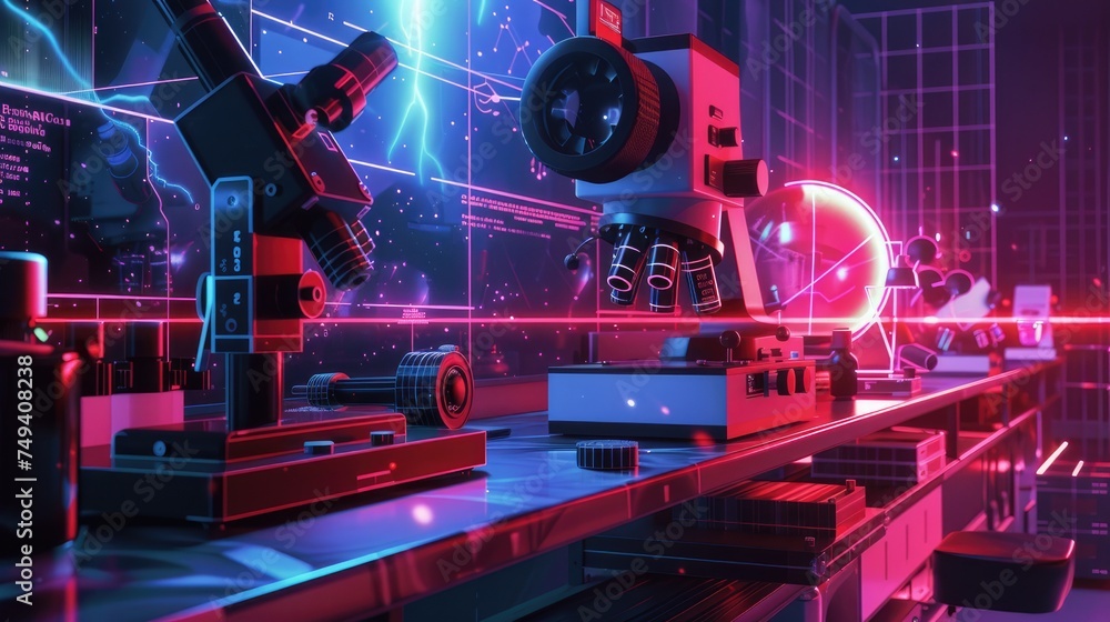 Visuals illustrating physics lab apparatus such as oscilloscopes ...