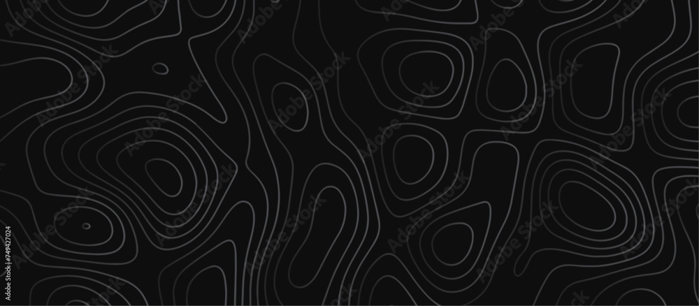 Abstract outline topographic contour map background. Dark texture ...