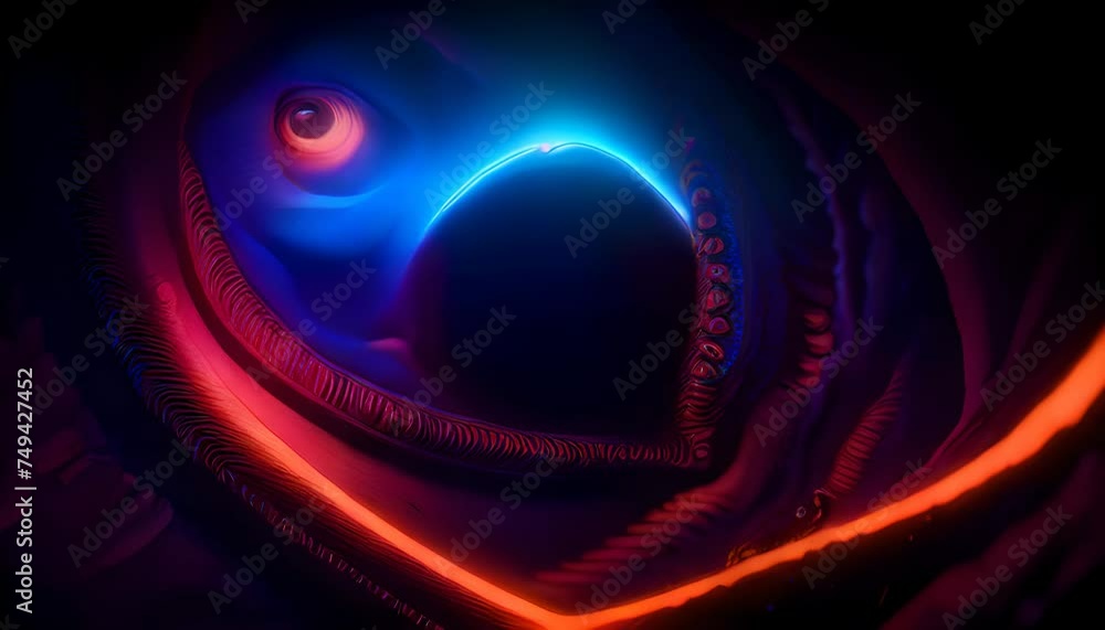 Close-up of a giant surrealistic eye. Look of a transcendent monster ...