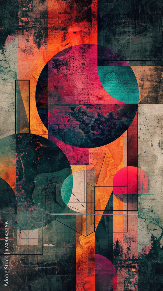 Complex abstract digital artwork with layered elements - This digital ...