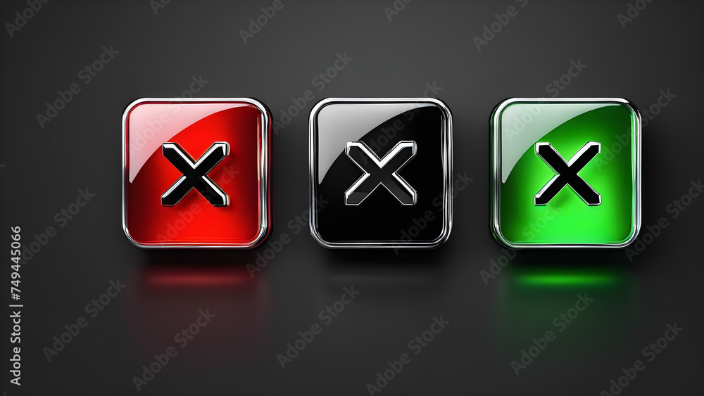 glassy of 3d cross symbol wrong icon x icons set cross mark buttons ...