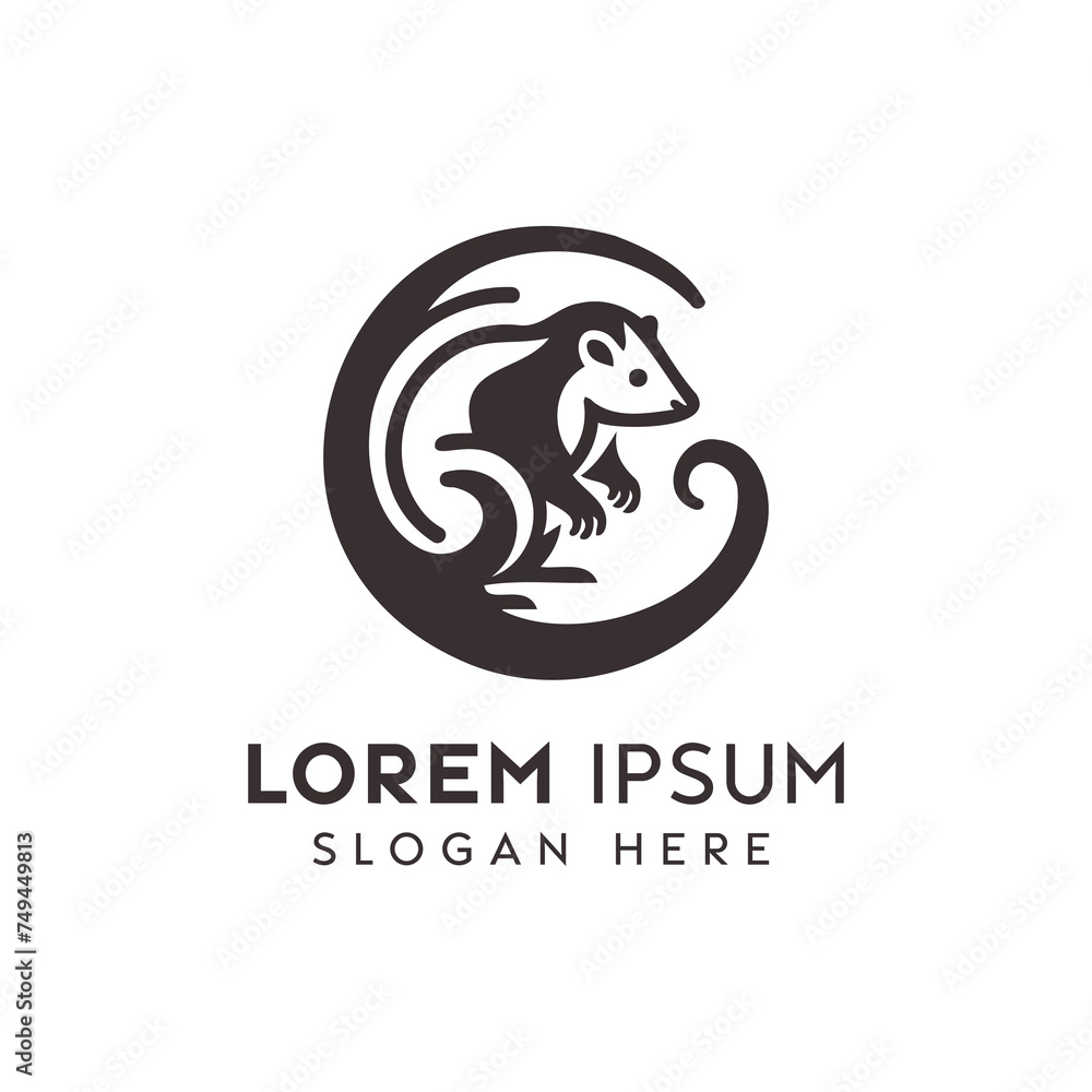 Elegant Black and White Possum Logo Design for Branding Purposes Stock ...