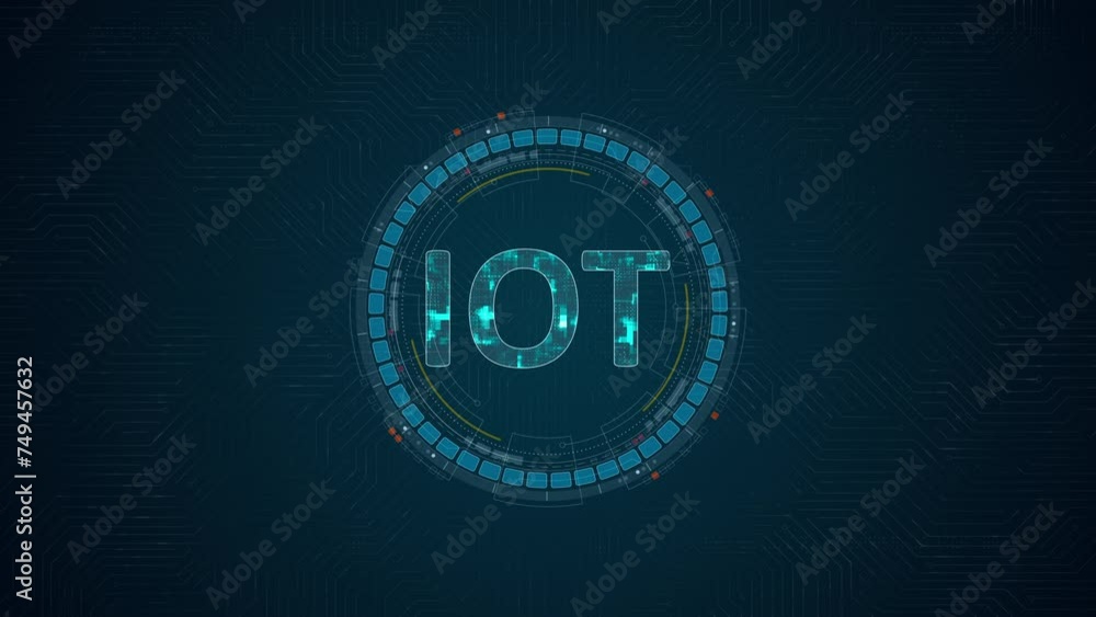 Vidéo Stock Motion graphic of Blue digital IOT letter and circle ...