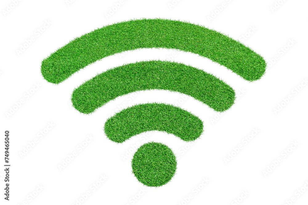 Wi-fi icon covered of green grass isolated on transparent background ...