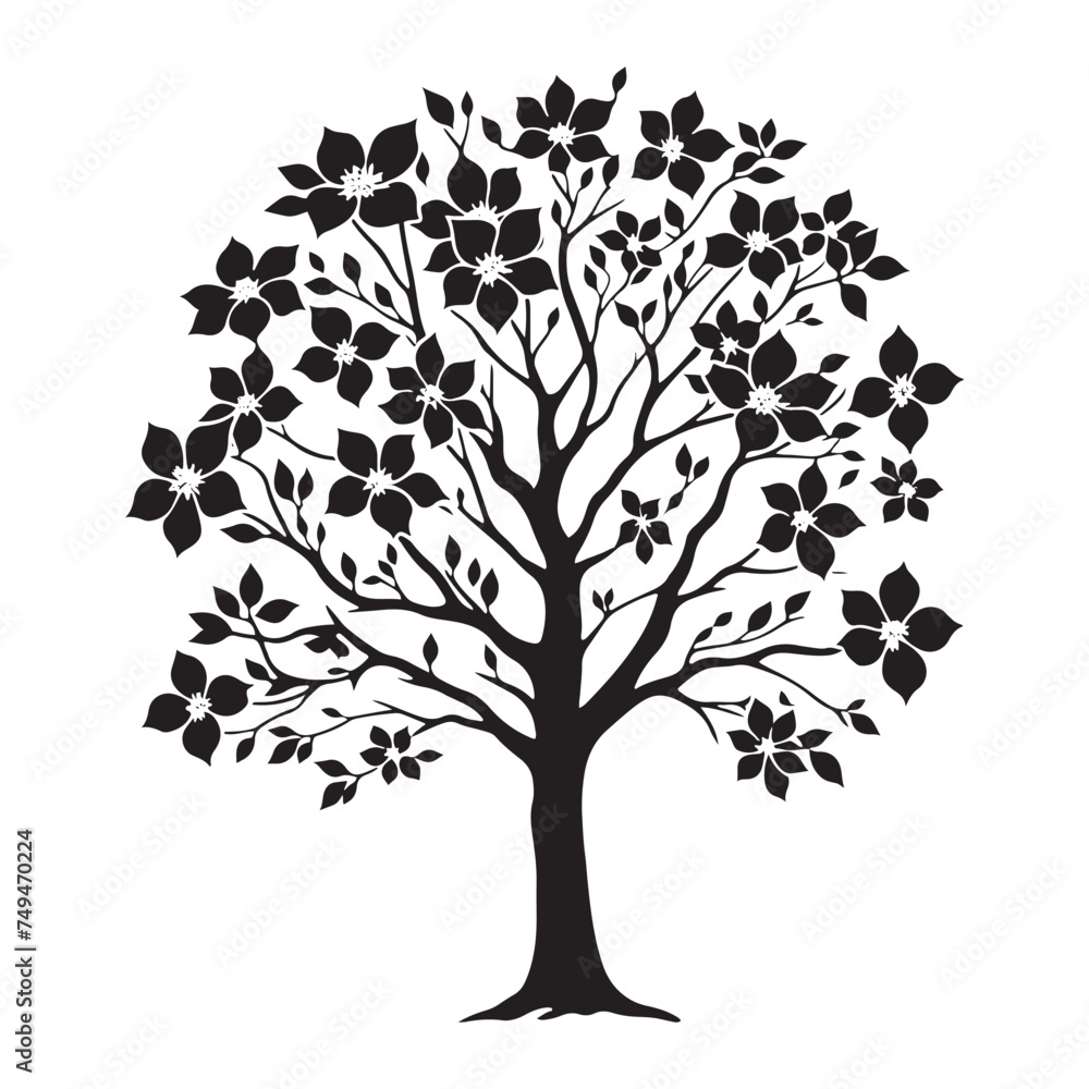 Timeless Elegance: A Majestic Dogwood Tree Silhouette Standing Tall ...