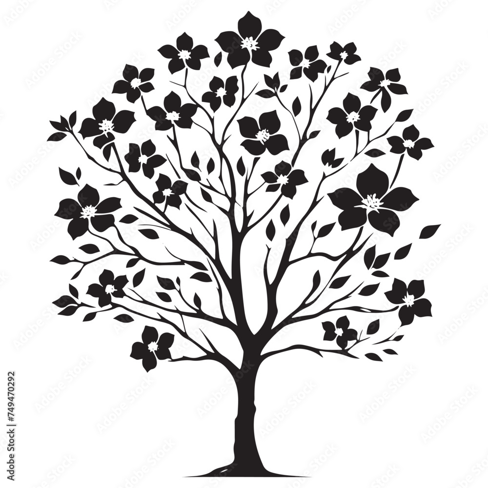 Symbol of Spring: A Blooming Dogwood Tree Silhouette Embracing Renewal ...