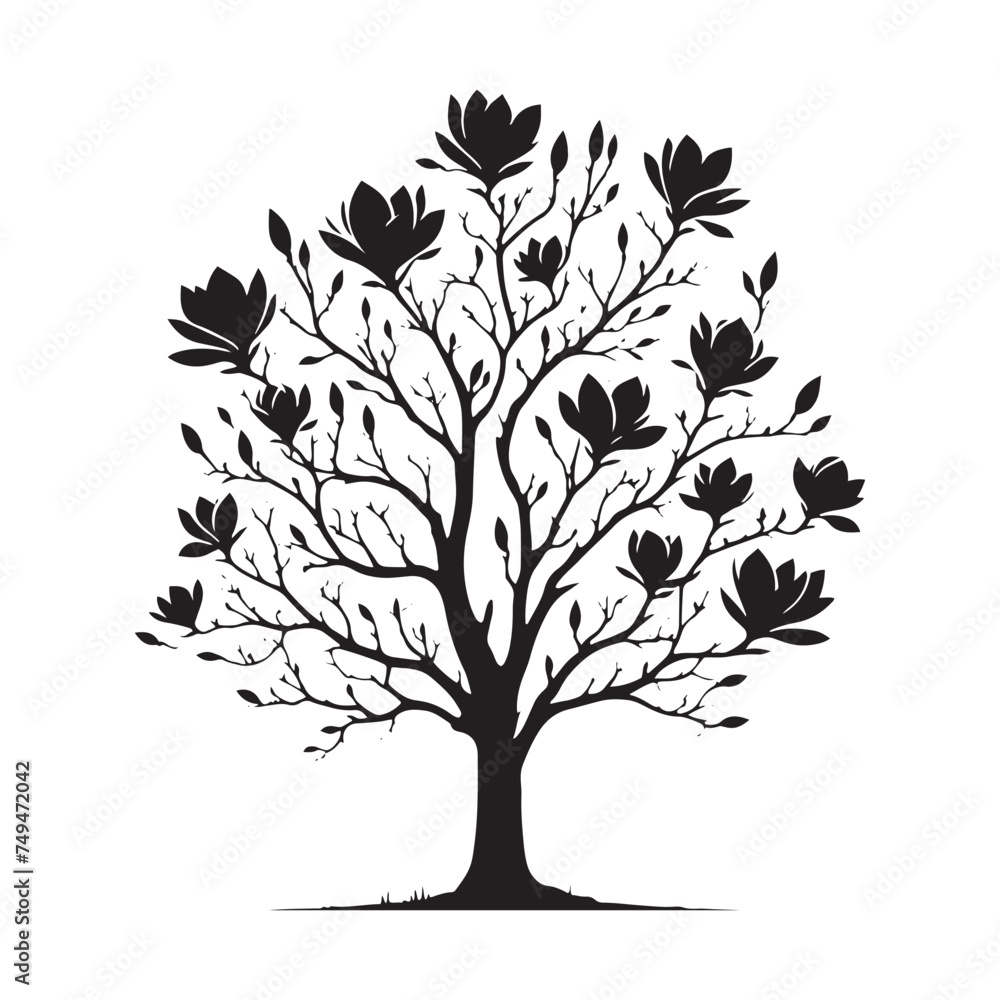 Symbol of Resilience: A Strong Magnolia Tree Silhouette Against the ...