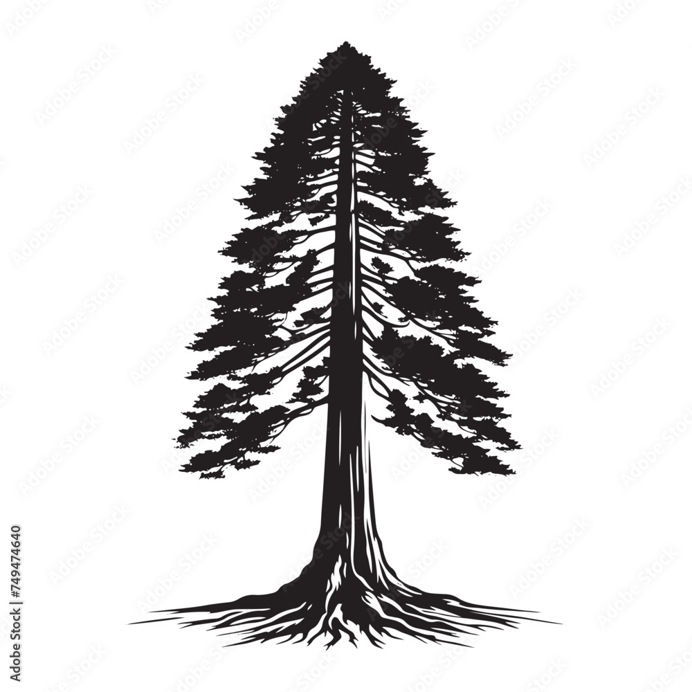 Redwood Tree Silhouette Framed by Morning Mist: A Symbol of Ancient ...