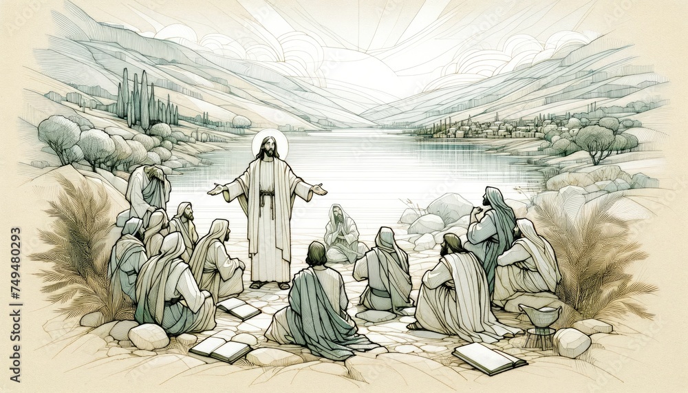 Jesus preaching in Galilee and gathering his disciples. Life of Jesus ...