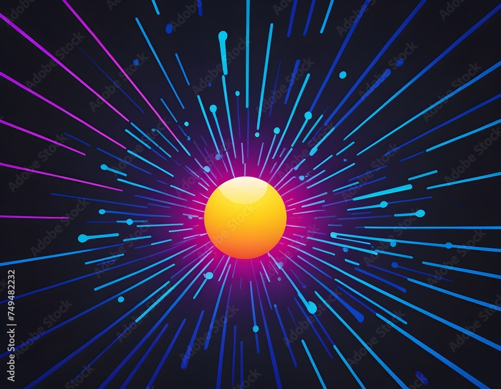 Vibrant digital sunburst with dynamic lines, representing energy ...