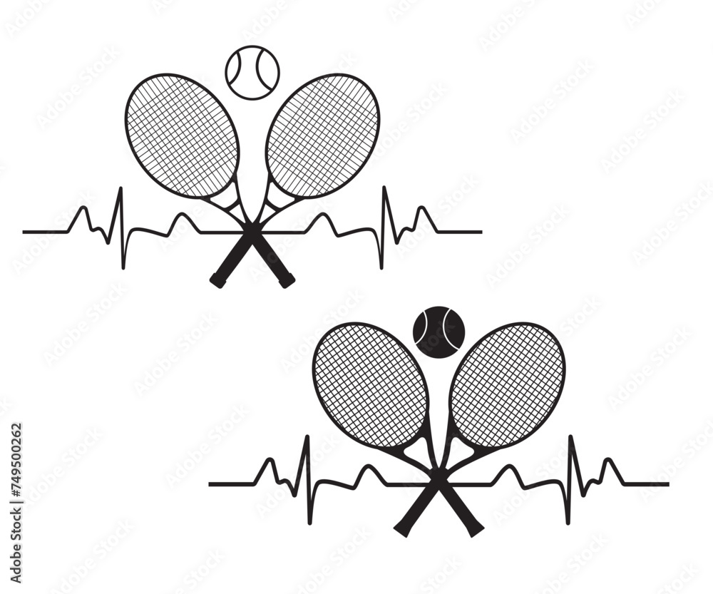 Tennis Heartbeat, Tennis Vector, Heartbeat SVG Cut table Design ...