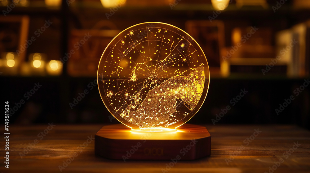 A custom night light featuring a map of the stars on a couple's wedding ...