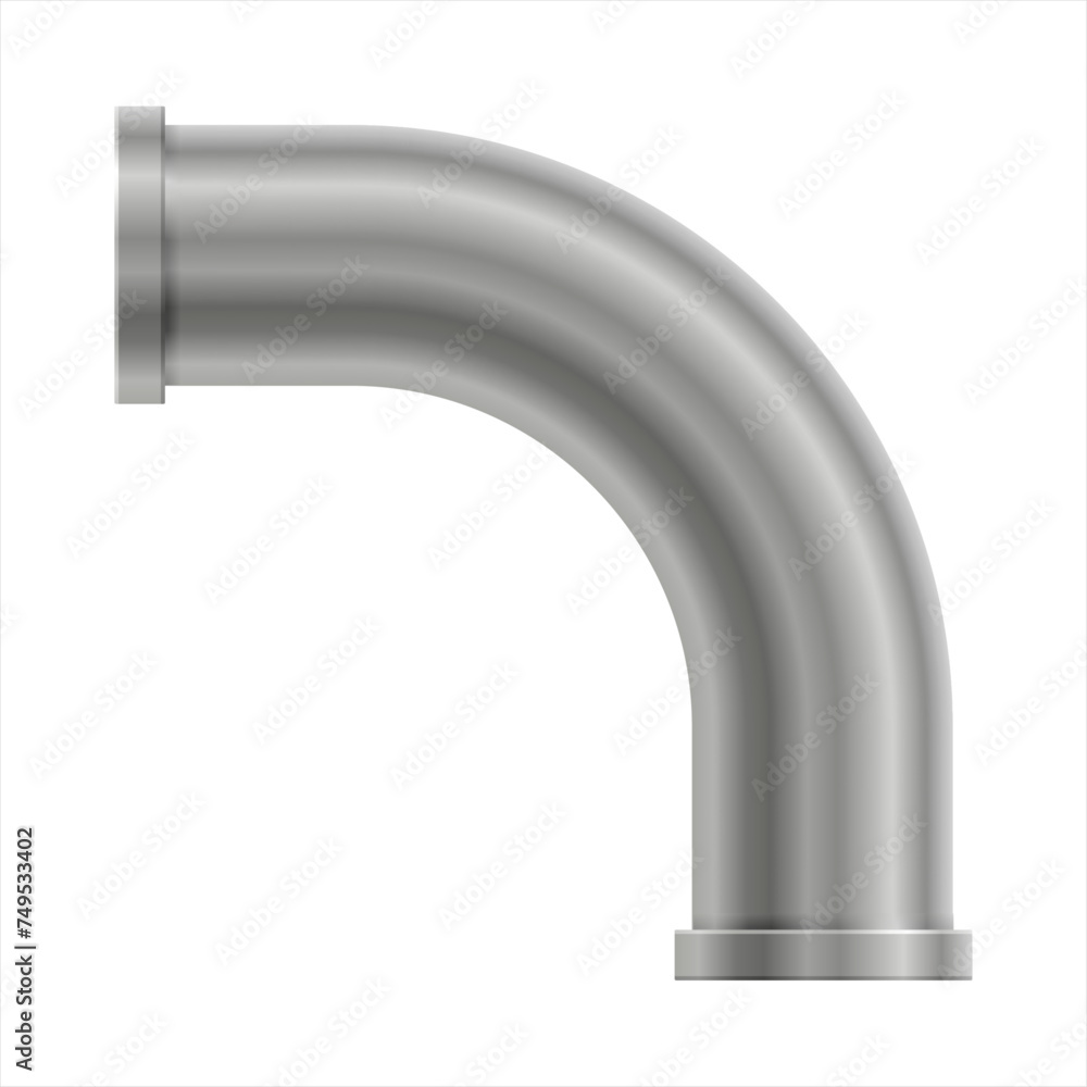 Curved element of metal plumbing tube. PVC pipe for sewerage, water ...