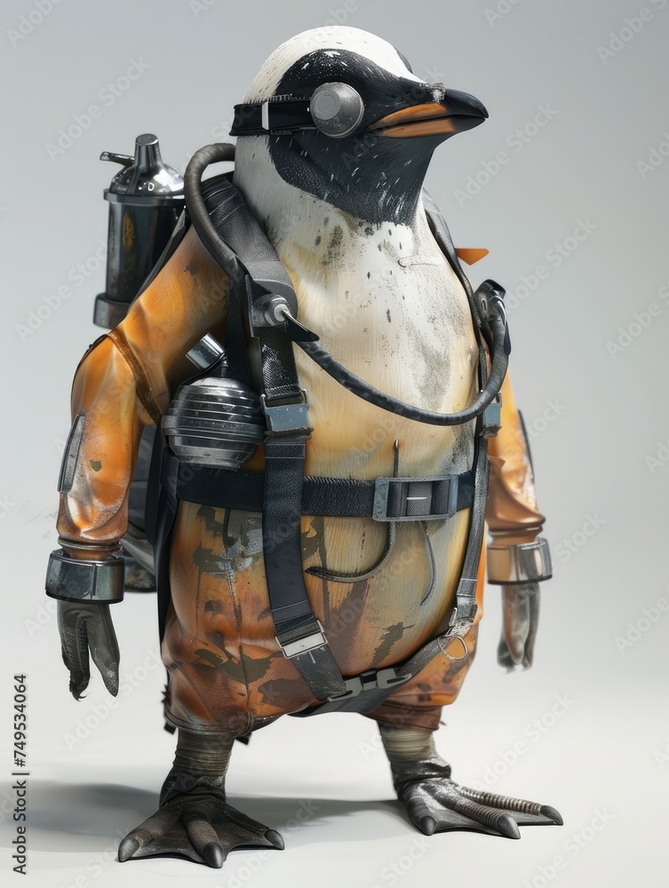 Penguin in a vintage pilot uniform and goggles - A stylized image of a ...