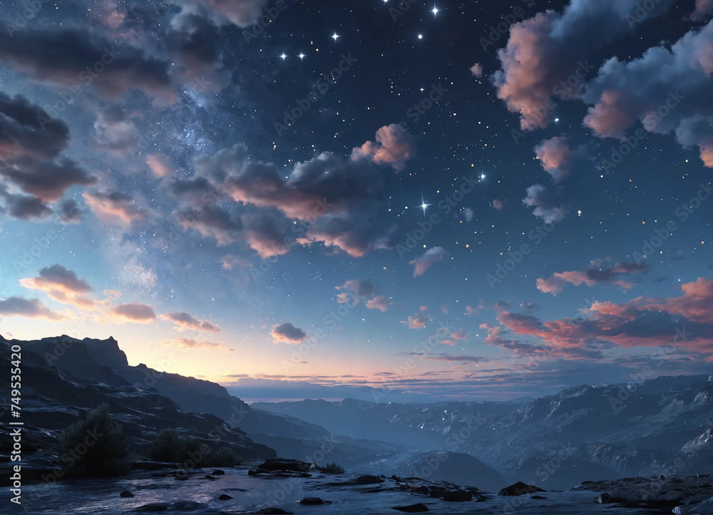 Realistic night sky background illustration Stock Photo | Adobe Stock