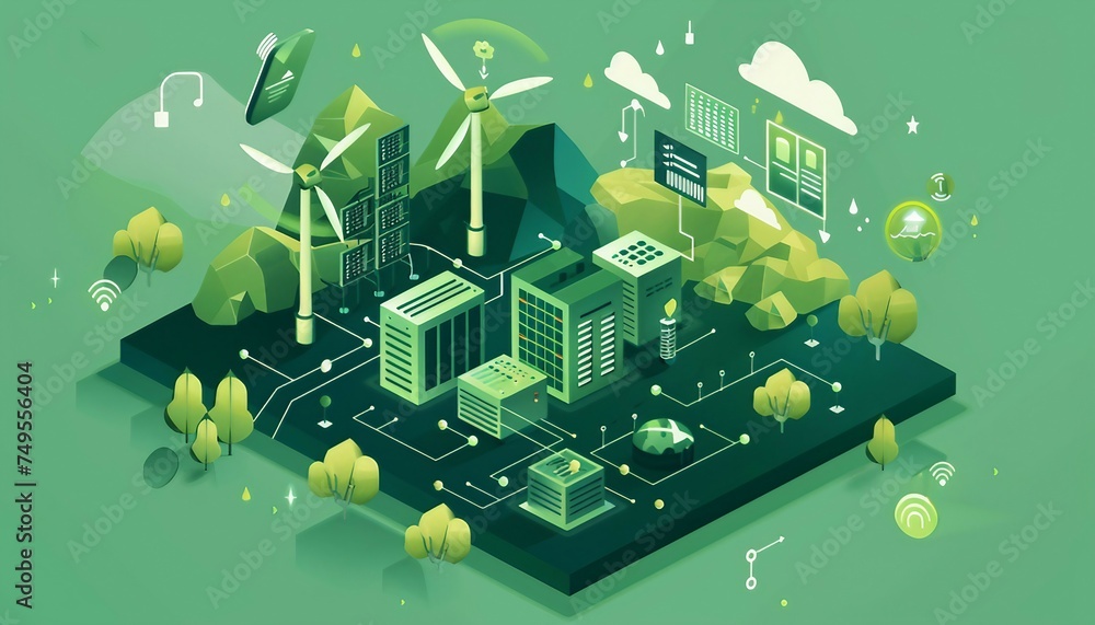 Green Data Center Sustainability, a green data center concept with an ...