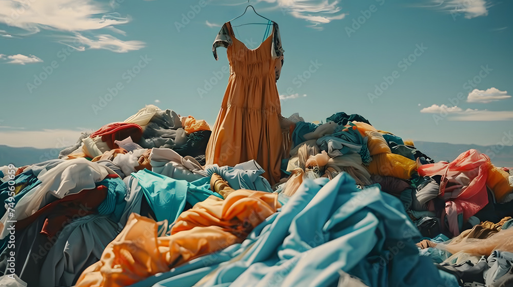 Heap Of Clothes Tossed Into Landfill. Concept Fast Fashion Landfill ...