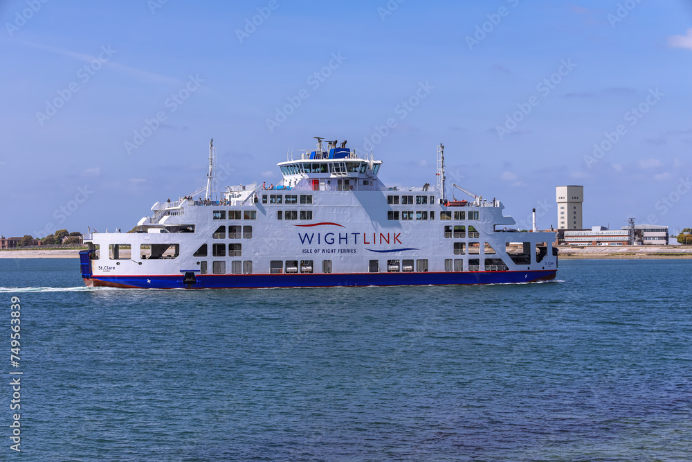 A Wight Link car ferry sailing across the Solent between Portsmouth and ...