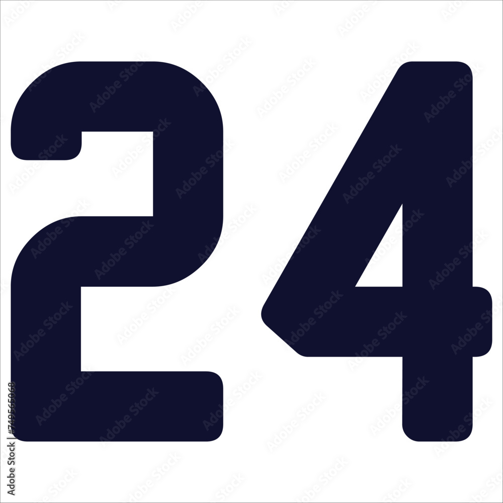24 Classic Vintage Sport Jersey / Uniform numbers in black with a black ...