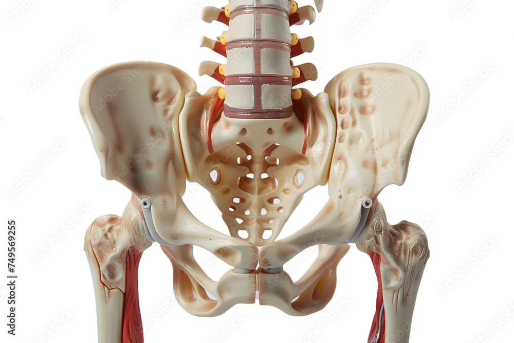 Human Pelvic Bones and Spine Anatomy Model - Isolated on Transparent ...