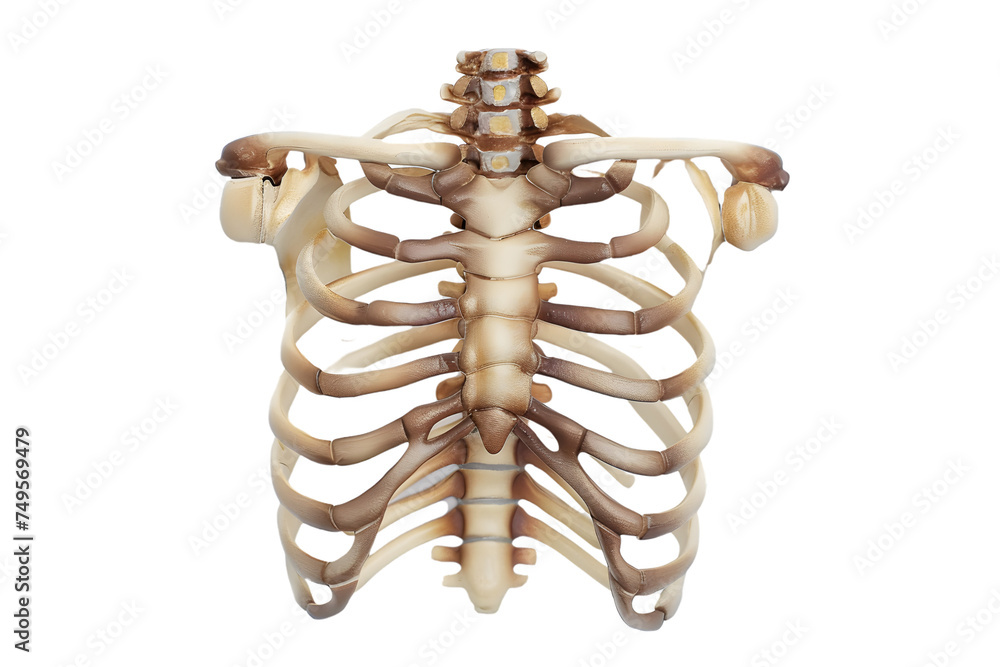 Human Rib Cage Anatomy Illustration Isolated on White Background Stock ...