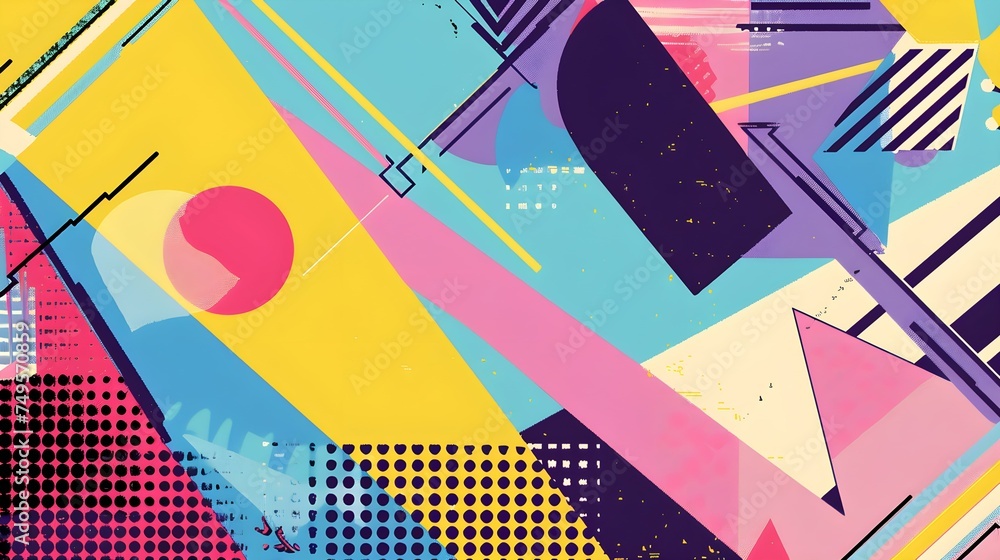 1990s mood pop magazine style colorful flyer background, centered ...