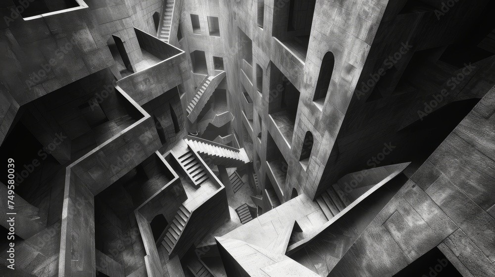 Escheresque Monochromatic Labyrinth of Stairs and Cubic Structures ...