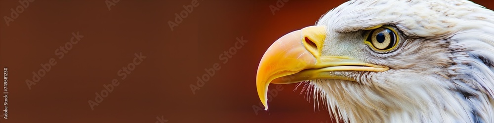 portrait of a bald eagle banner, isolated on red background Stock ...