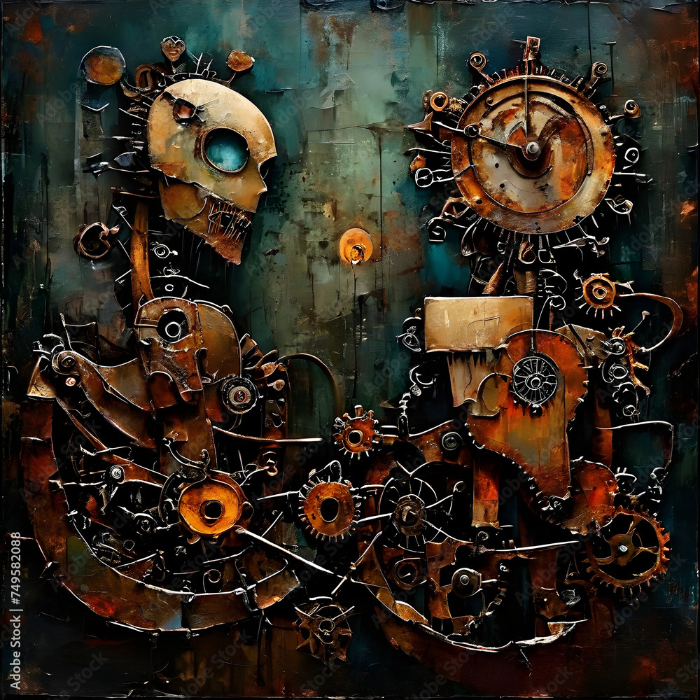 Clockwork bodies, twisted and torn, bear the scars of a love lost ...