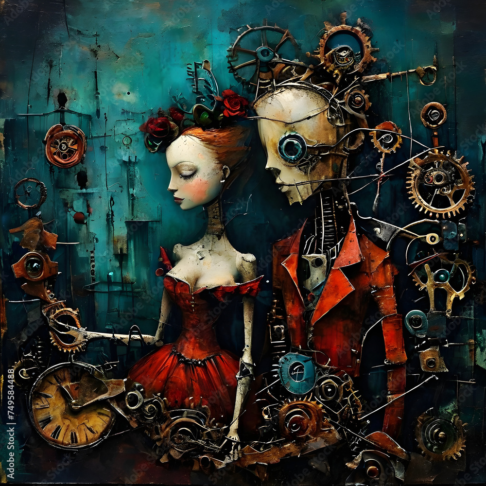 Clockwork bodies, twisted and torn, bear the scars of a love forlorn ...