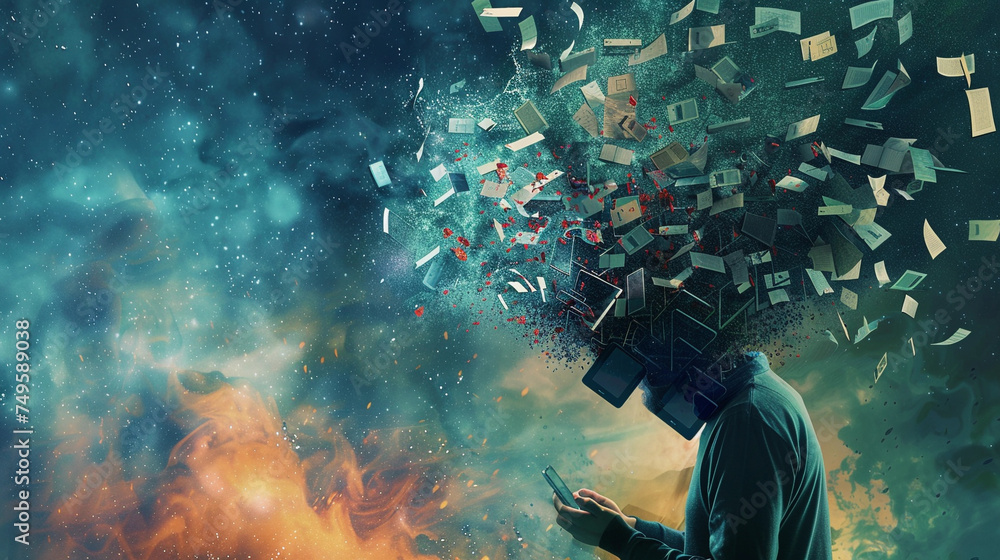 Data overload Information overload mental health burnout Stock ...