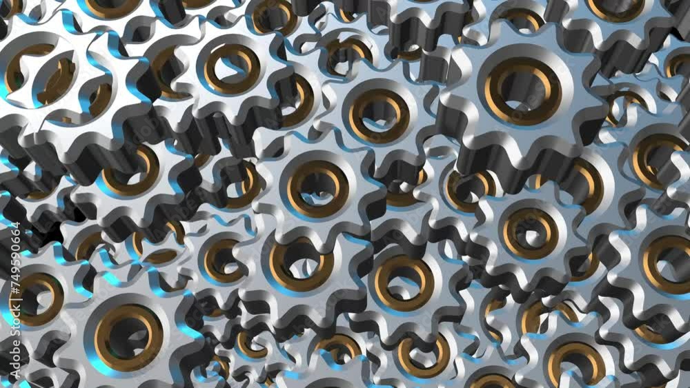 3D animation of rotating gears with a top view. Stock technology video ...