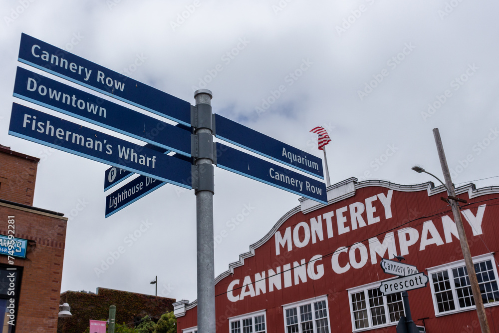 Monterey, California, USA, June 30, 2022: Signpost indicating the ...