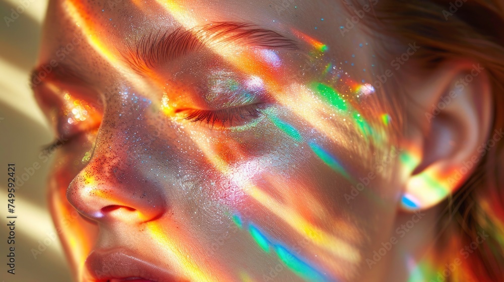 Portrait of Woman with Specular Reflection. Reflective elements on the ...