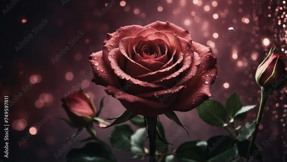 Immerse yourself in a dark rose background enhanced by an asymmetrical ...