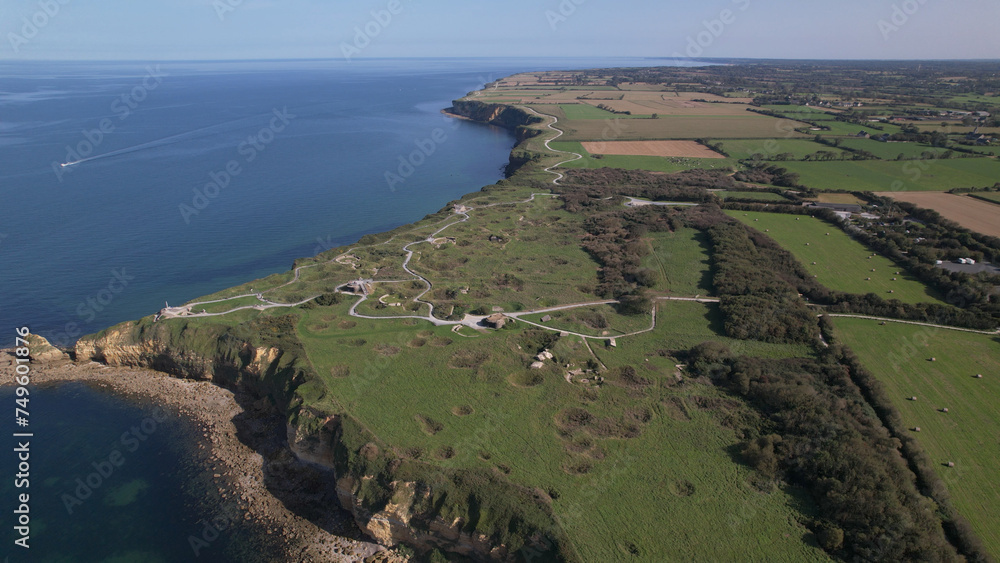 The World War II Pointe du Hoc Ranger Monument. Pointe du Hoc is a high ...