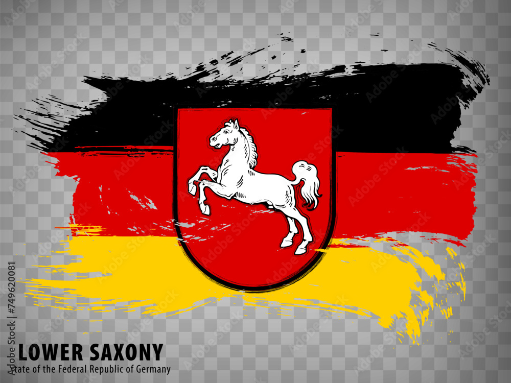 Flag of Lower Saxony from brush strokes. Federal Republic of Germany ...