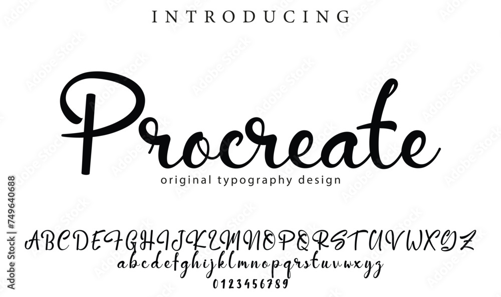 Poster Procreate Font Stylish brush painted an uppercase vector letters ...