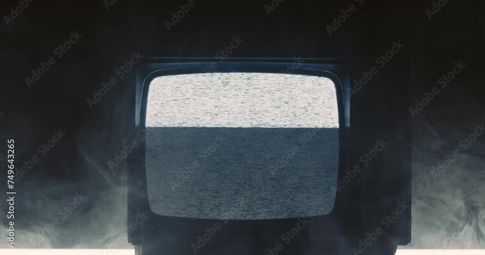 Electronic Noise On An Old Tv Flashing Background With White Smoke ...