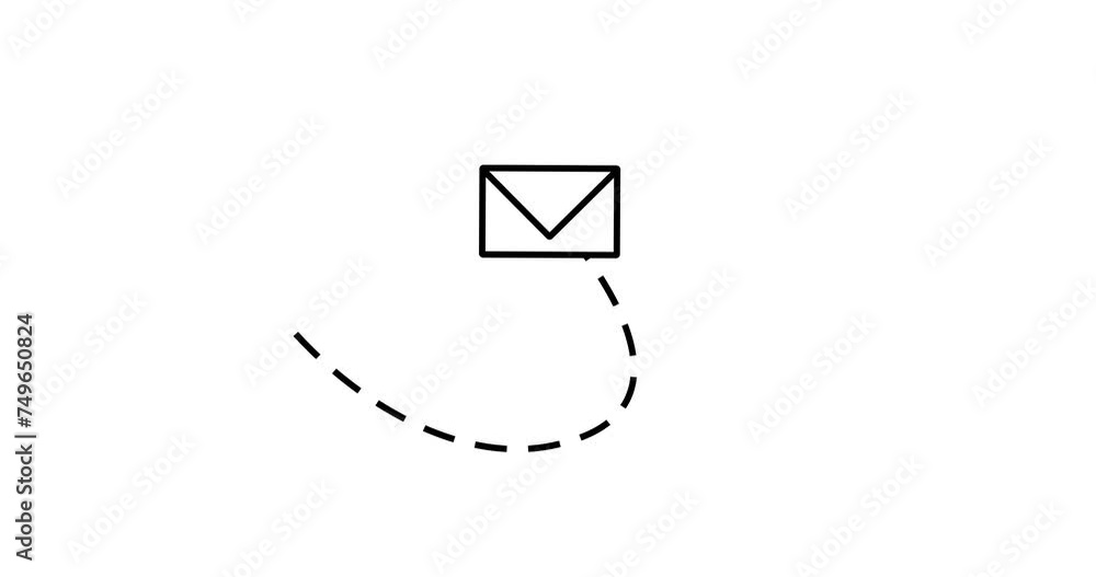Animation with flying envelope or letter. Post delivery concept. Send ...