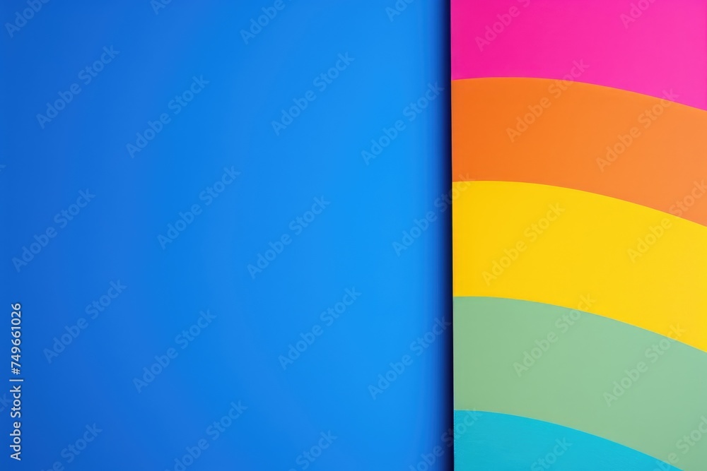 A bold and vibrant background divided by a deep blue line with a ...