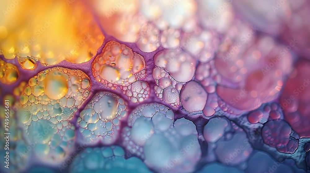 A macro photo of a microscope slide showing the intricate molecular ...