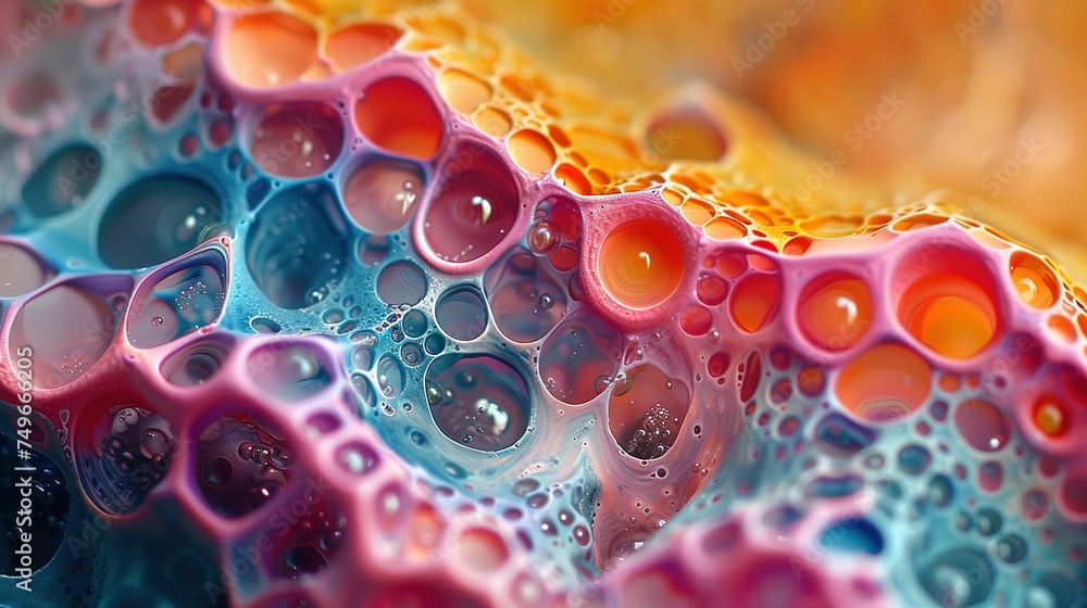 A macro photo of a microscope slide showing the intricate molecular ...