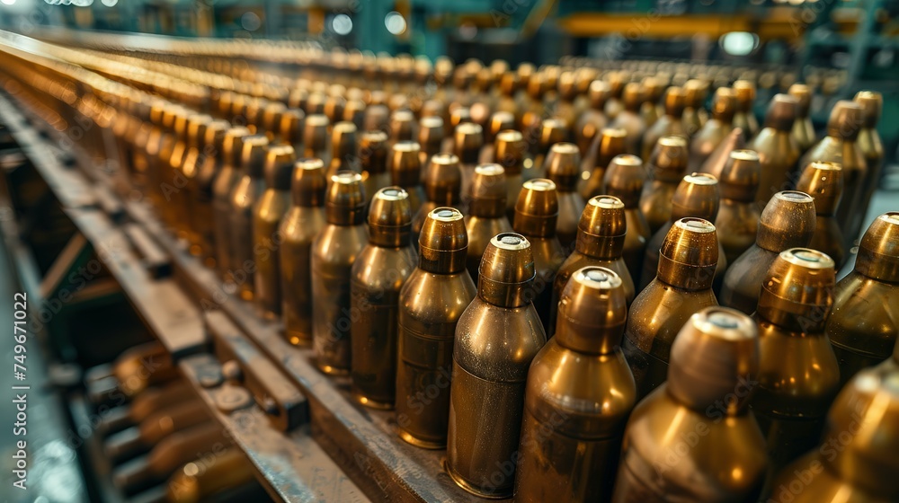 Many of new artillery shells are in military warehouse, metal munition ...