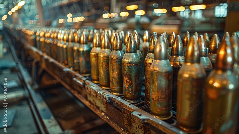 Many of new artillery shells are in military warehouse, metal munition ...