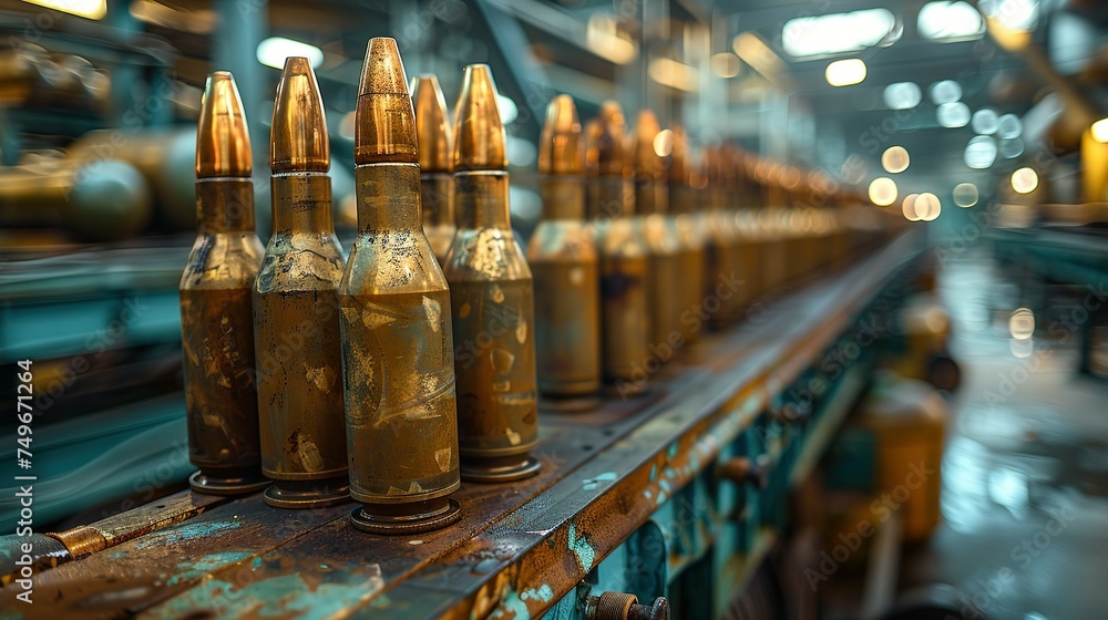 Many of new artillery shells are in military warehouse, metal munition ...