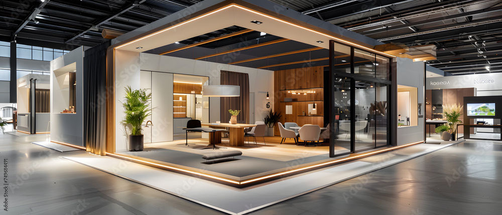 a modern office interior design with reception desk and meeting room ...