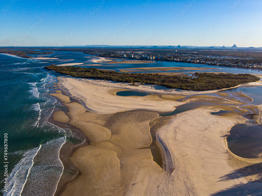 sunset over north bribie island and caloundra in south east queensland ...