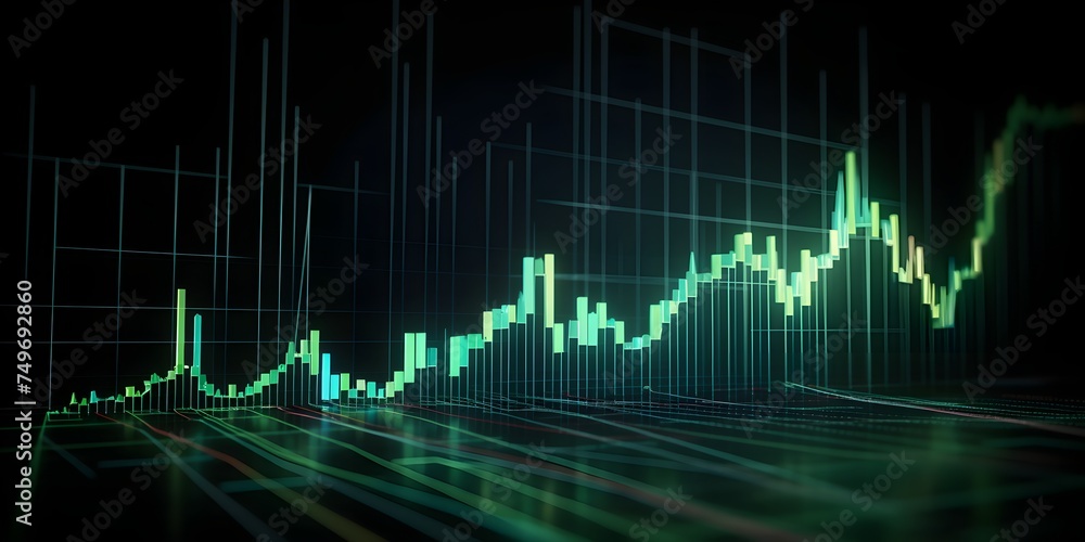 Perspective view of stock market rise and economic growth concept on a ...