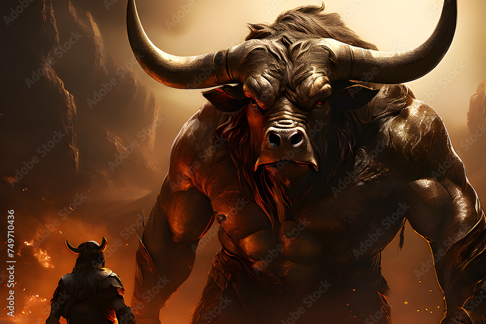 Minotaur (Greek mythology - creature with the body of a man and the ...